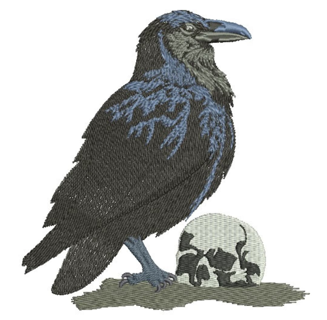 Crow and Skull Gothic Raven Machine Embroidery Design - Tested - Etsy