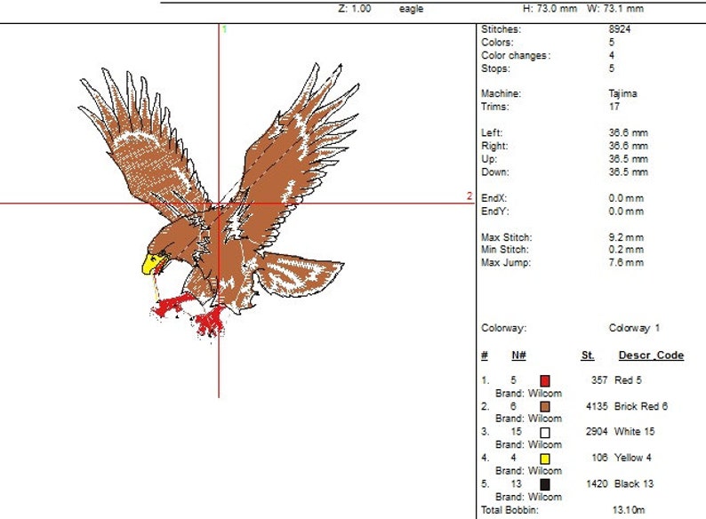 Eagle embroidery design tested | Etsy