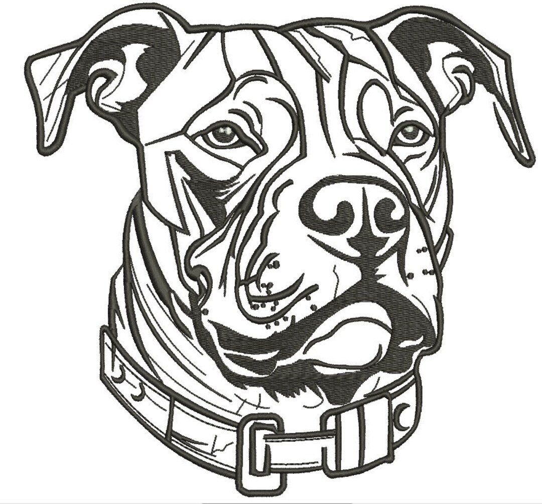 Angry Dog Pitbull Embroidery Machine Embroidery Design - Etsy Canada