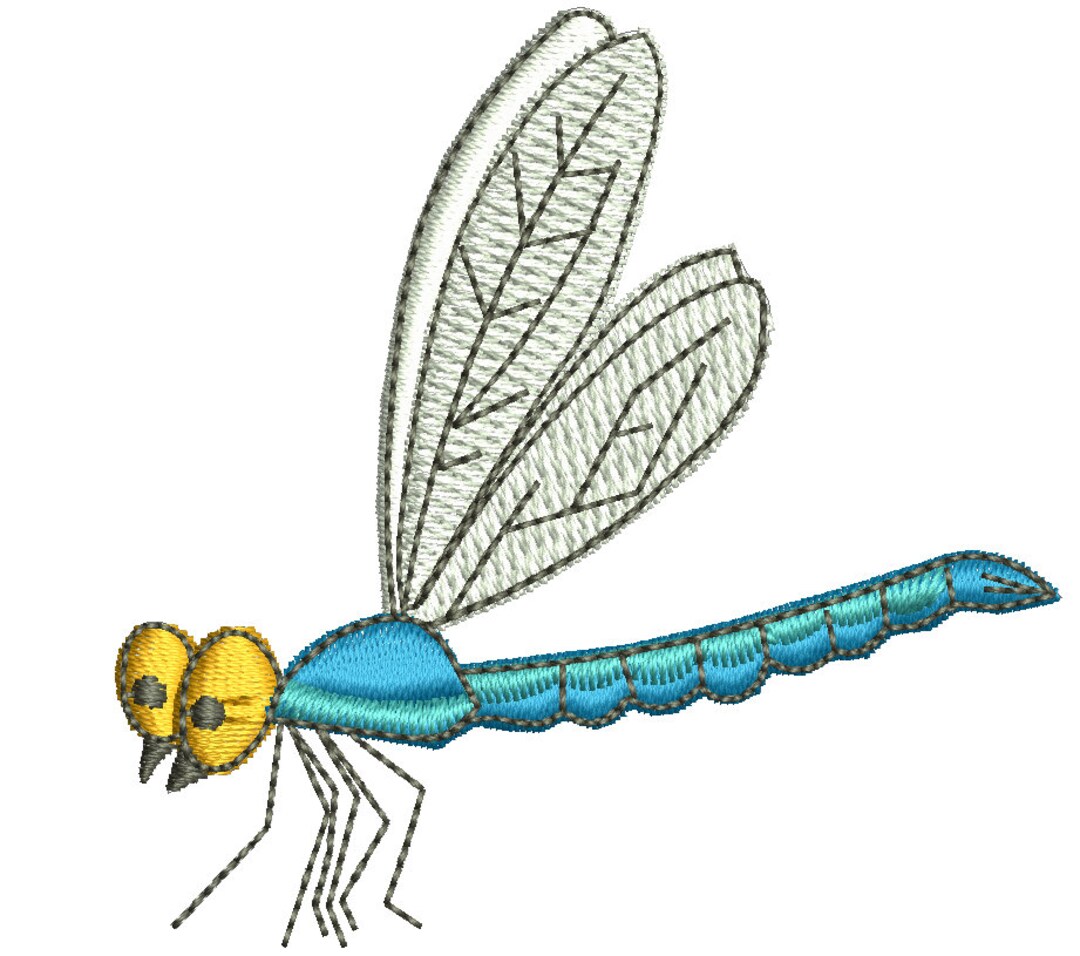 Blu Dragonfly Machine Embroidery Design - Etsy
