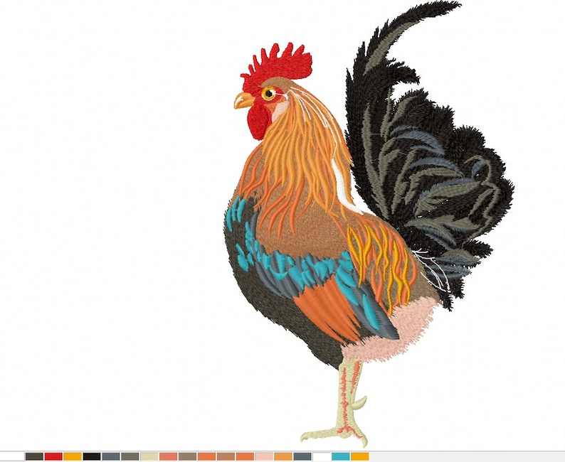 Rooster Machine Embroidery Design - Etsy