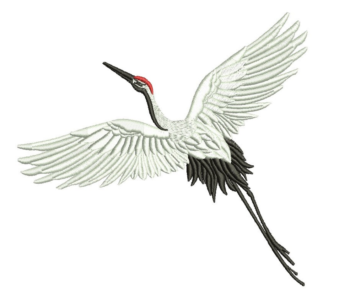 Flying Crane Machine Embroidery Design - Etsy