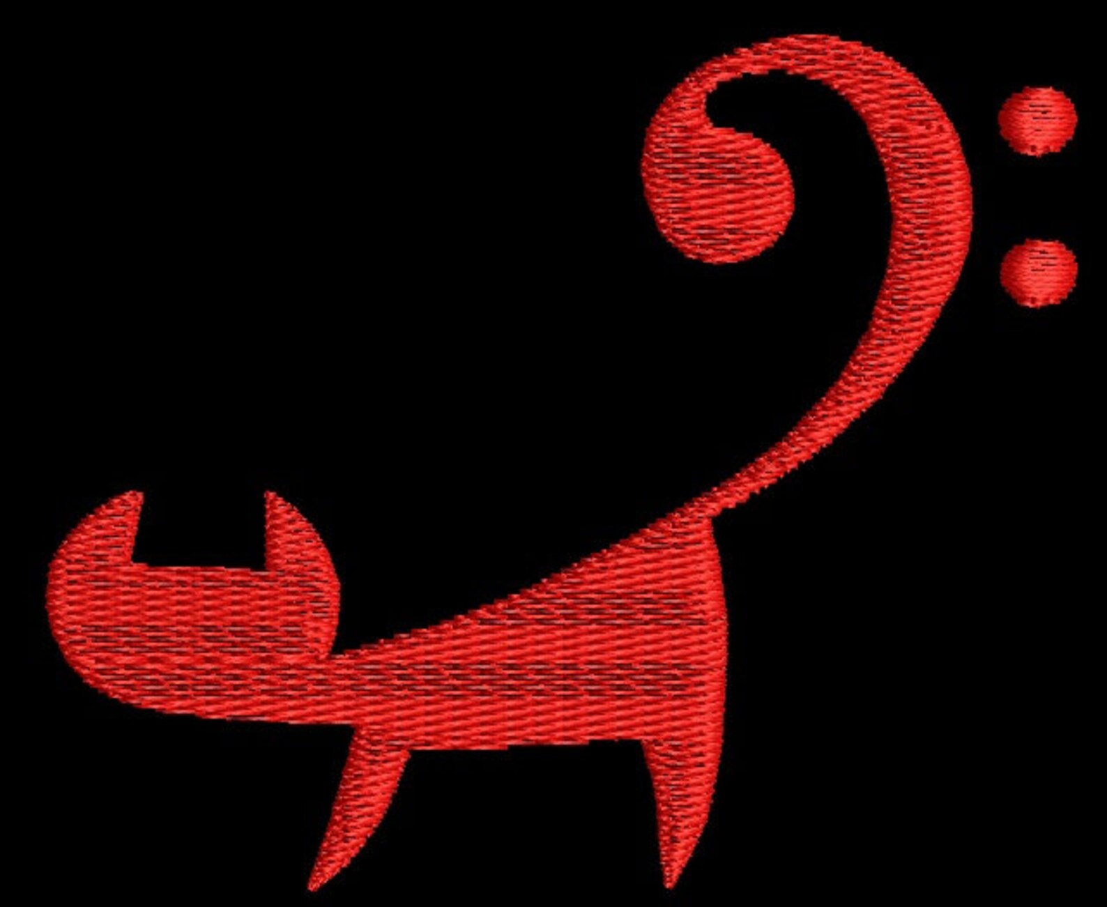Cat Bass Clef Machine Embroidery Design - Three Sizes - Etsy