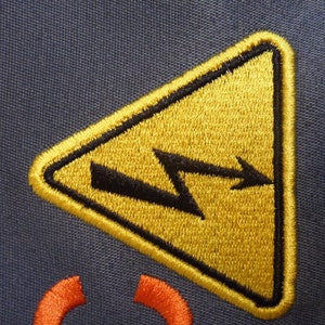 Electrician Sign Yellow Triangle and Lightning Machine Embroidery ...