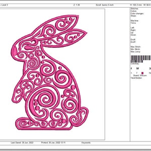 Scroll Outline Bunny Embroidery Design for Machine Embroidery Machine ...
