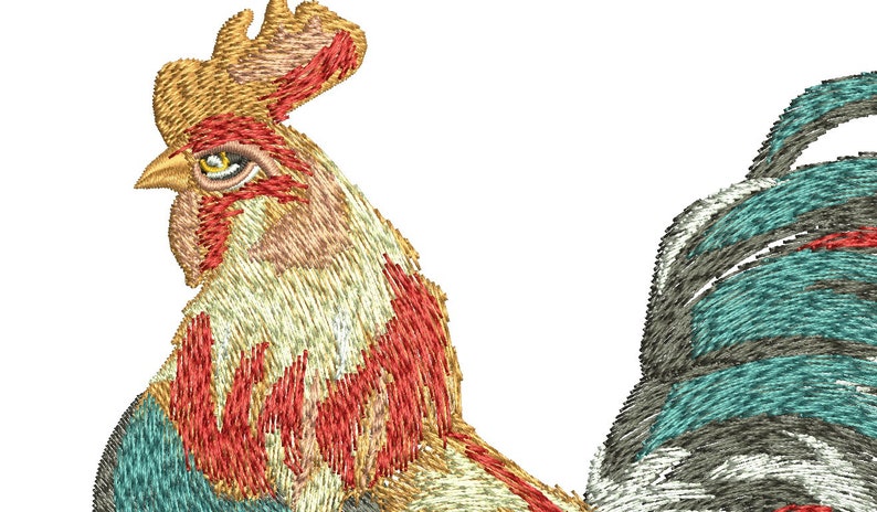 Rooster Large Size Machine Embroidery Design - Etsy