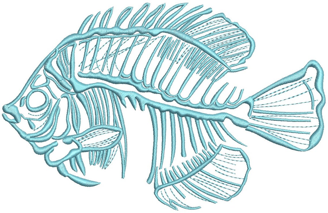 Fish Skeleton Embroidery Design - Etsy