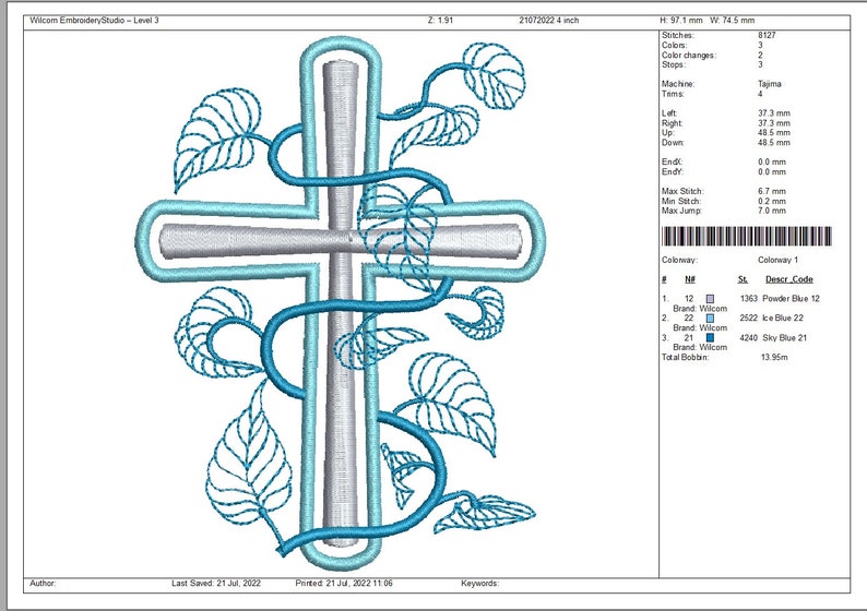 Cross and Floral Ornament Machine Embroidery Design - Etsy