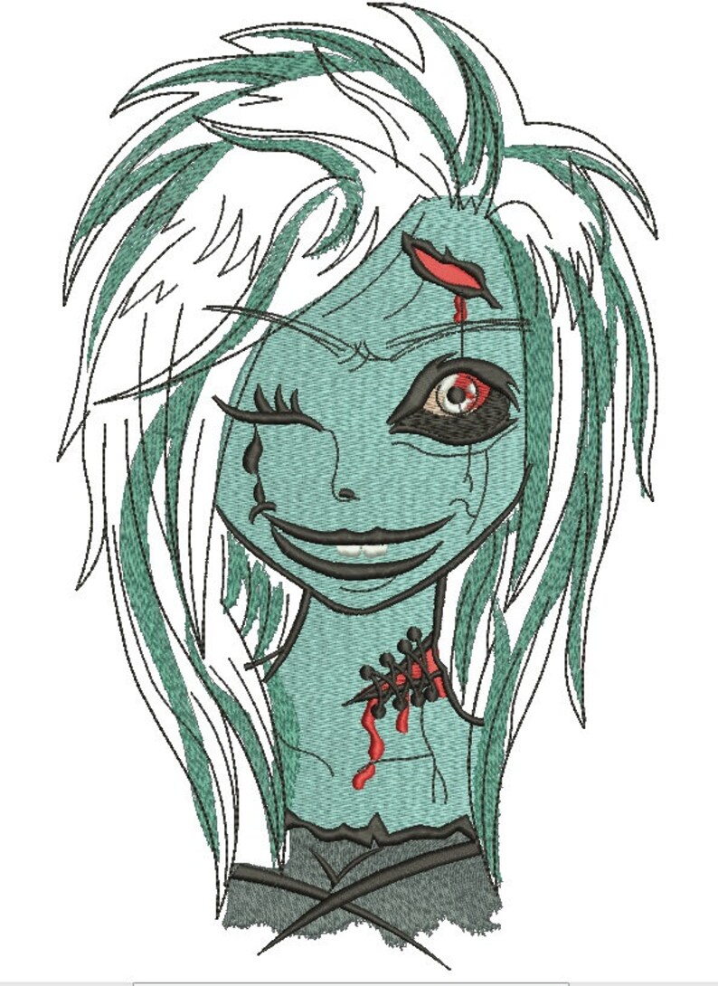 Zombie Anime Girl Embroidery Design Machine Embroidery Design - Etsy