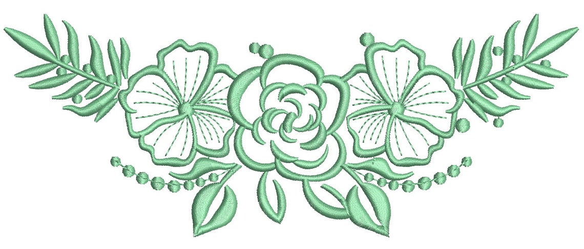 Floral Pastel Ornament Border Floral Festoon Embroidery - Etsy