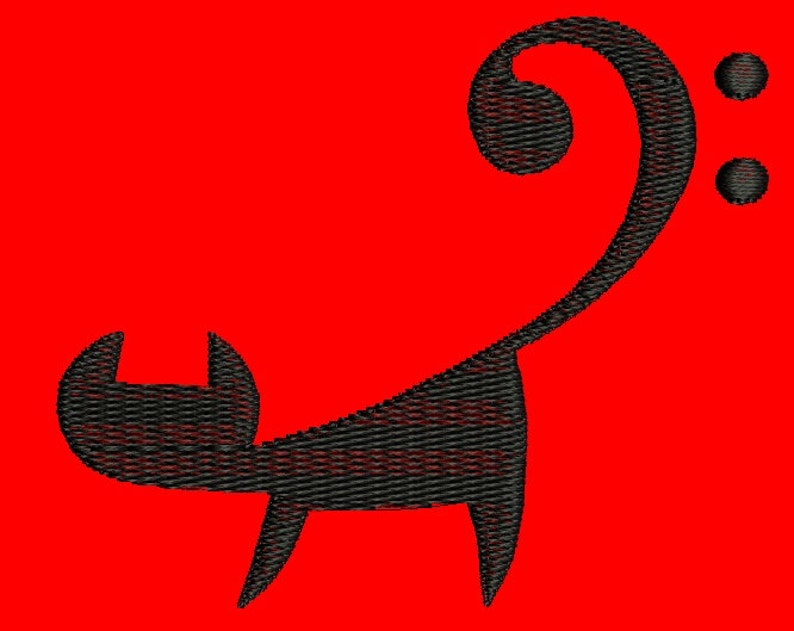 Cat Bass Clef Machine Embroidery Design - Three Sizes - Etsy