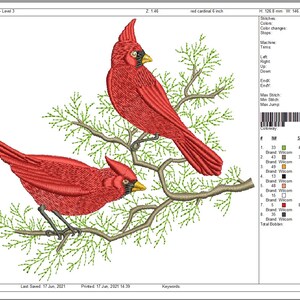Red Cardinal Bird Machine Embroidery Design - - Etsy