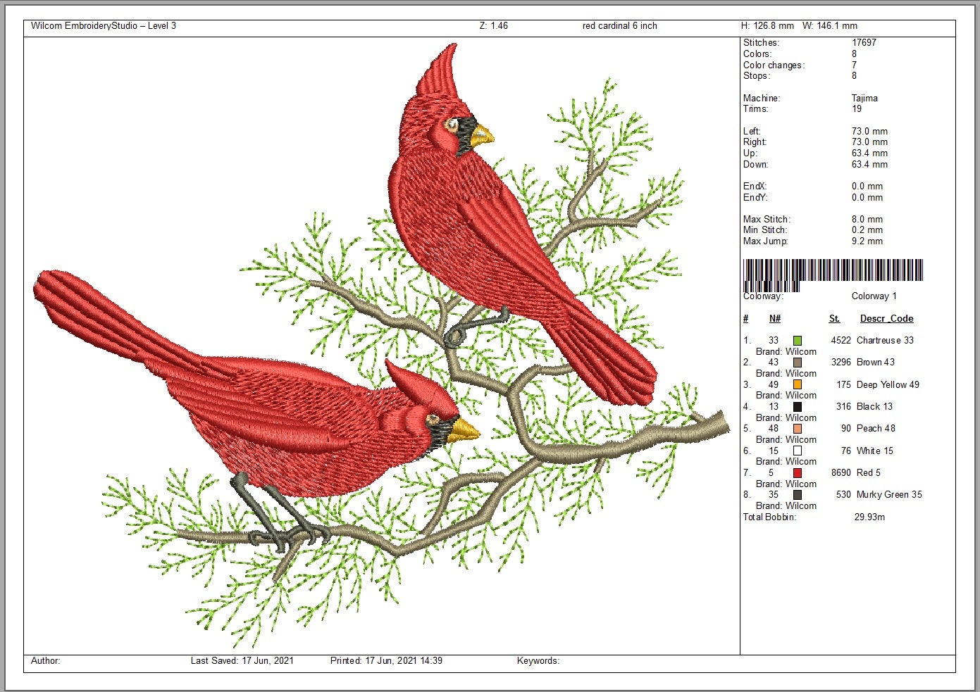 Red Cardinal Bird Machine Embroidery Design - Etsy