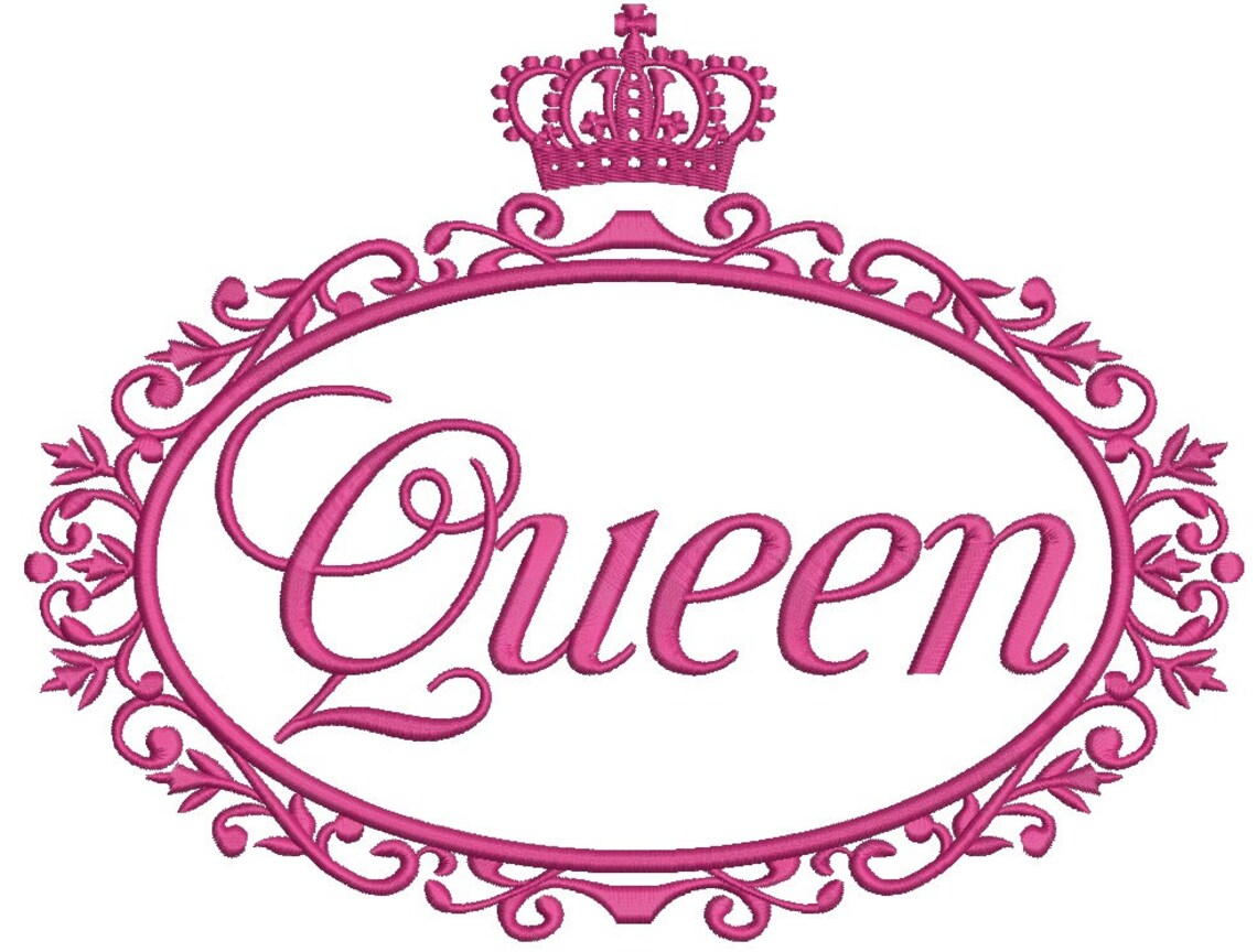 Queen Crown in an Oval Frame With a Floral Pattern Machine - Etsy