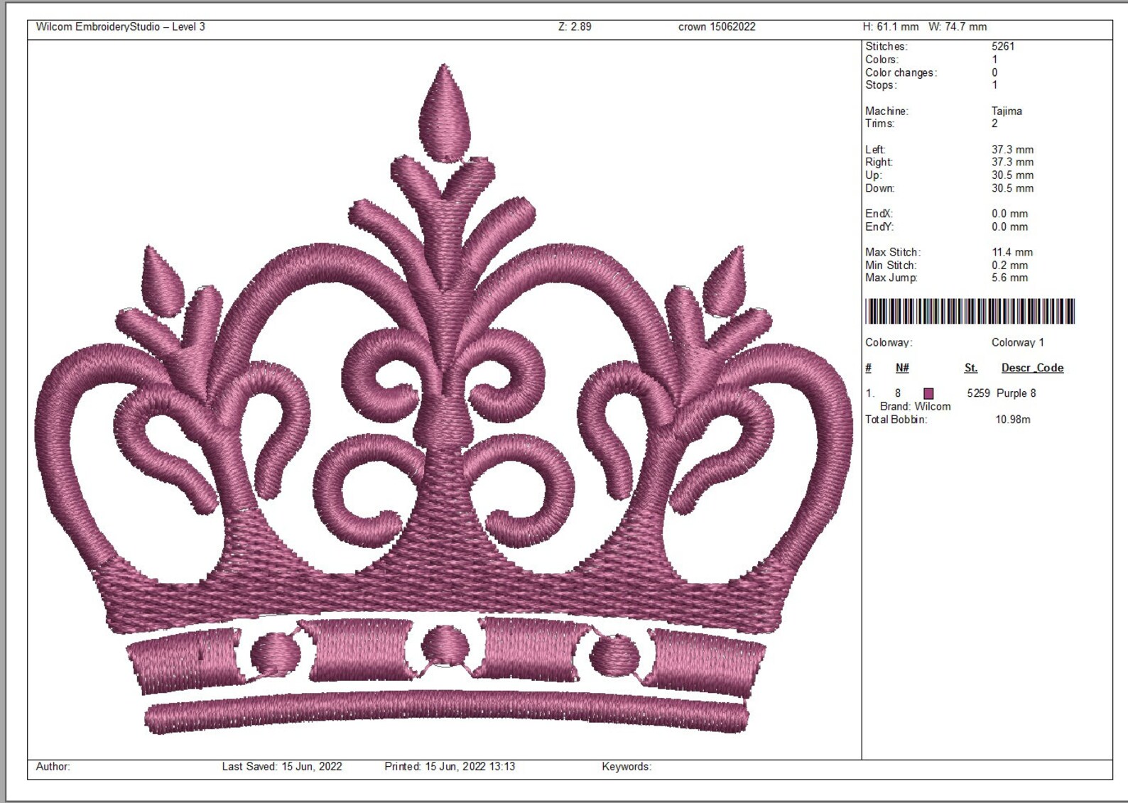 Small Crown Embroidery Design Instantly Download - Etsy