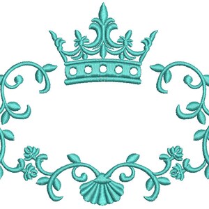 Crown and a Flower Monograms Frame Machine Embroidery Design - Etsy