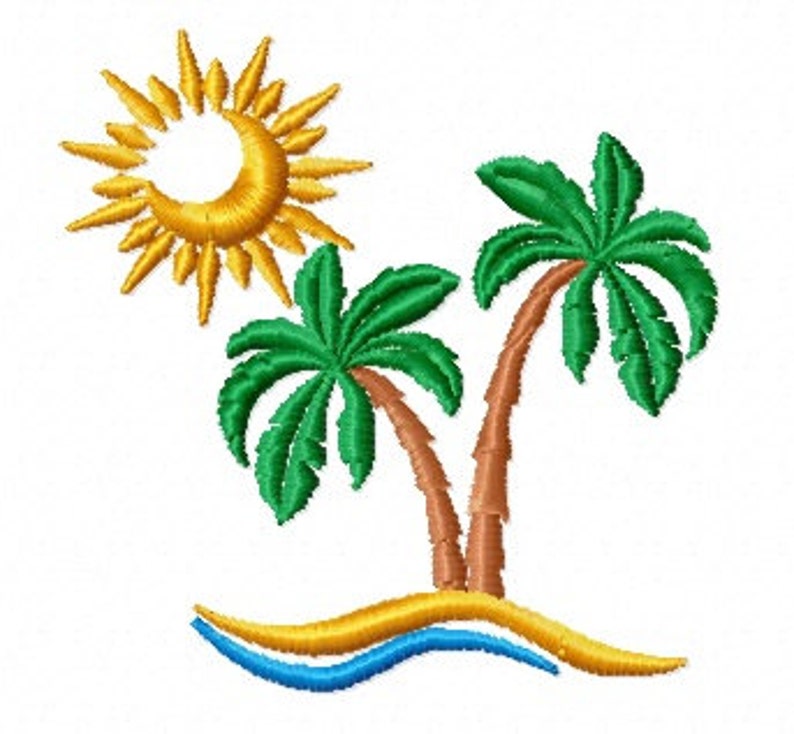 Tropical Island Embroidery Design Instantly Download | Etsy