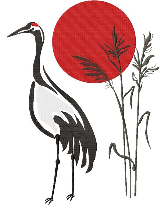 Crane 2 Big Sizes Embroidery Design - Etsy