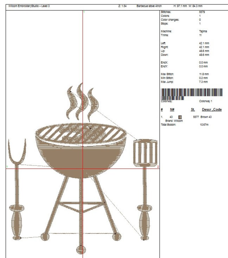 Barbecue Stove Machine Embroidery Designs | Etsy