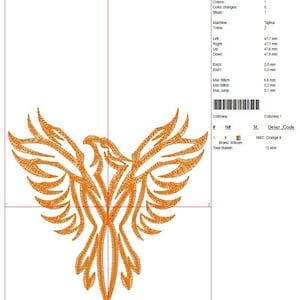 Phoenix Machine Embroidery Design Tested - Etsy