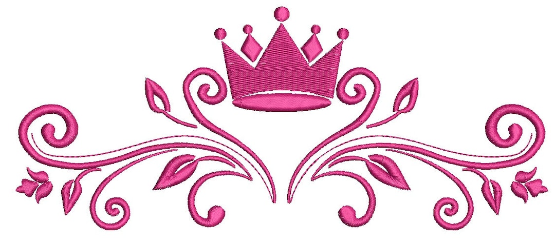 Pattern and Pink Crown - Machine Embroidery Design - Tested - Etsy