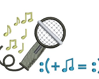 Microphone and Notes Machine Embroidery Design, This is Not a Real ...