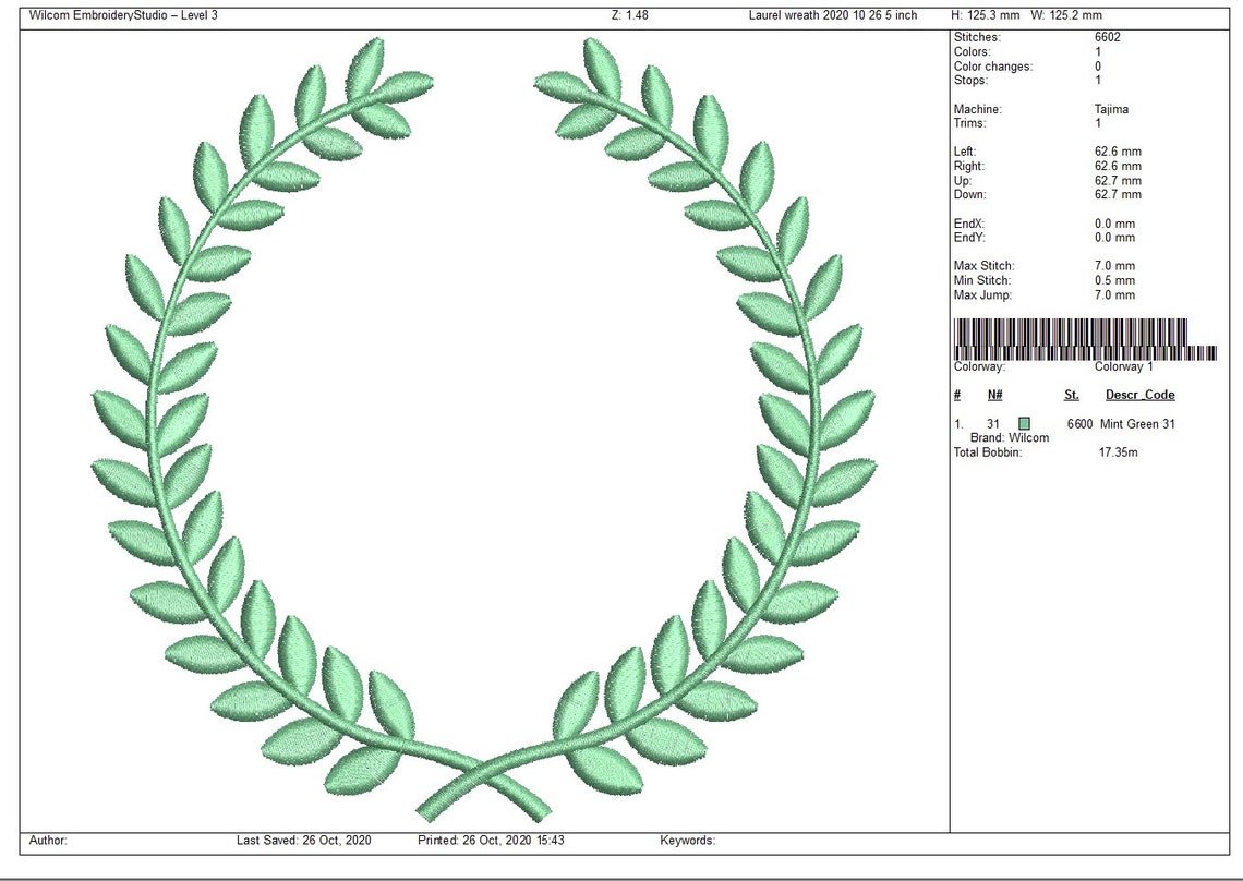 Laurel Wreath Embroidery Design 4 Sizes Instantly Download - Etsy