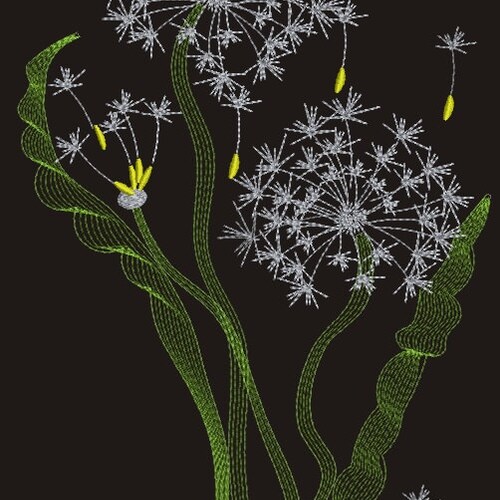 Dandelion Machine Embroidery Designs Three Sizes | Etsy