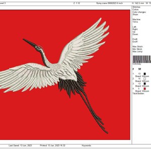 Flying Crane Machine Embroidery Design - Etsy