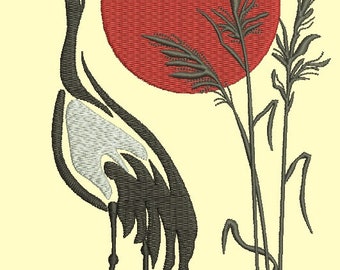 Crane Embroidery Design | Etsy