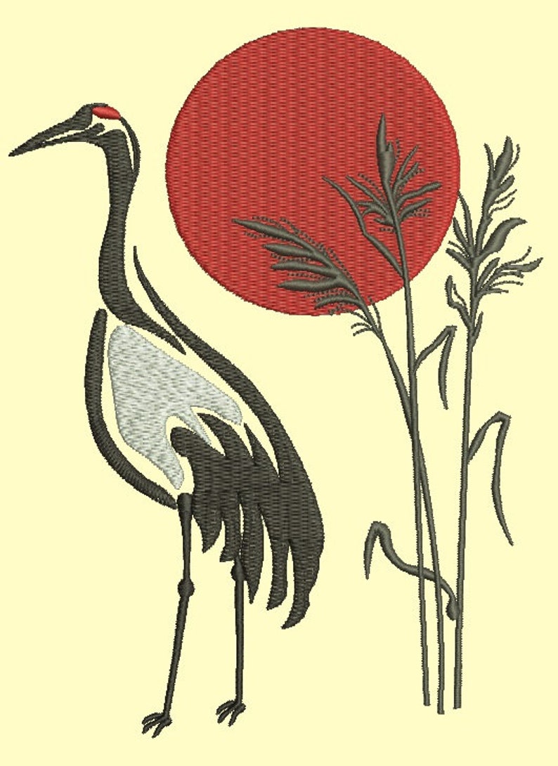 Crane 2 Big Sizes Embroidery Design - Etsy