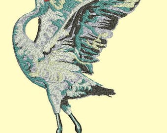 Manchurian Crane Embroidery Design | Etsy