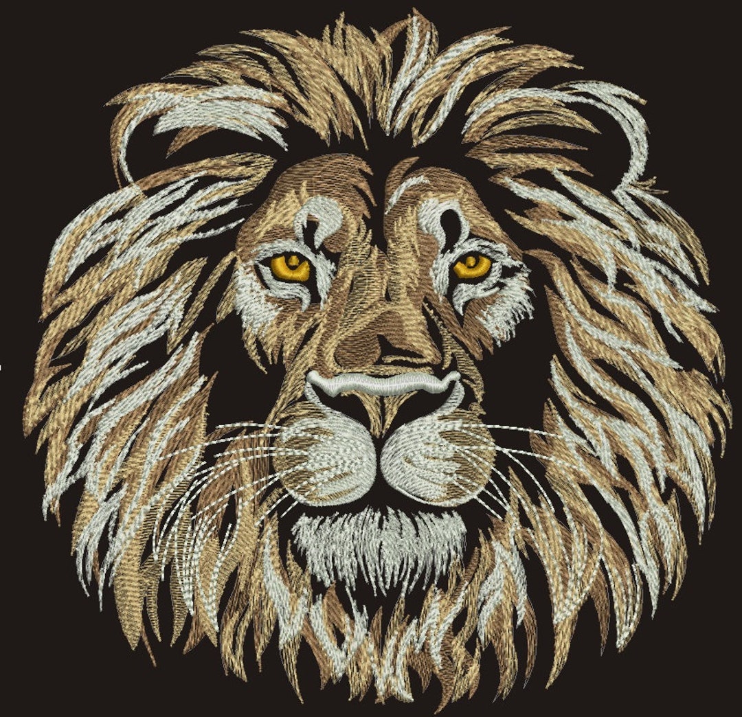 Lion Head Machine Embroidery Design -dark Background Better - Etsy