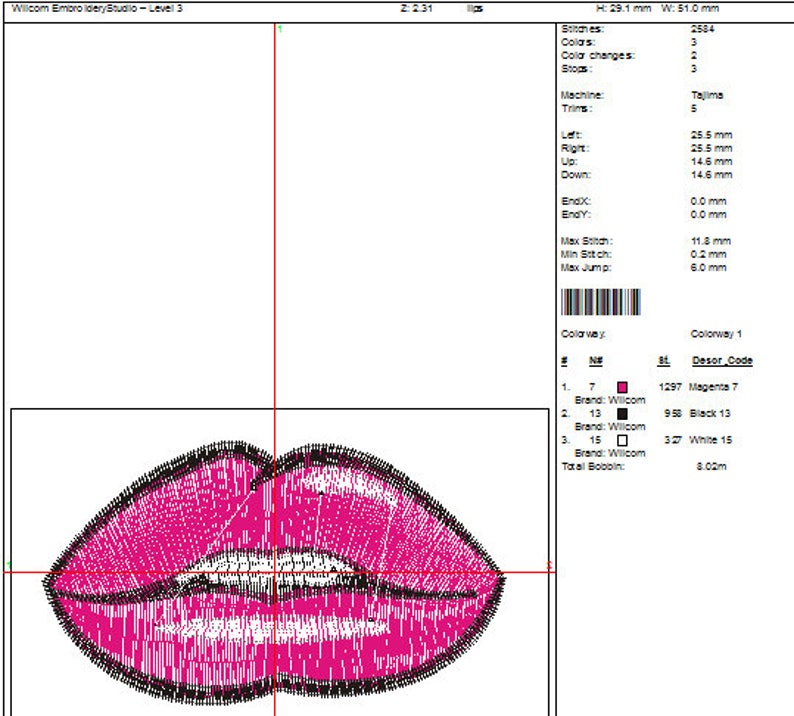 Lips Machine Embroidery Design Instant Download | Etsy