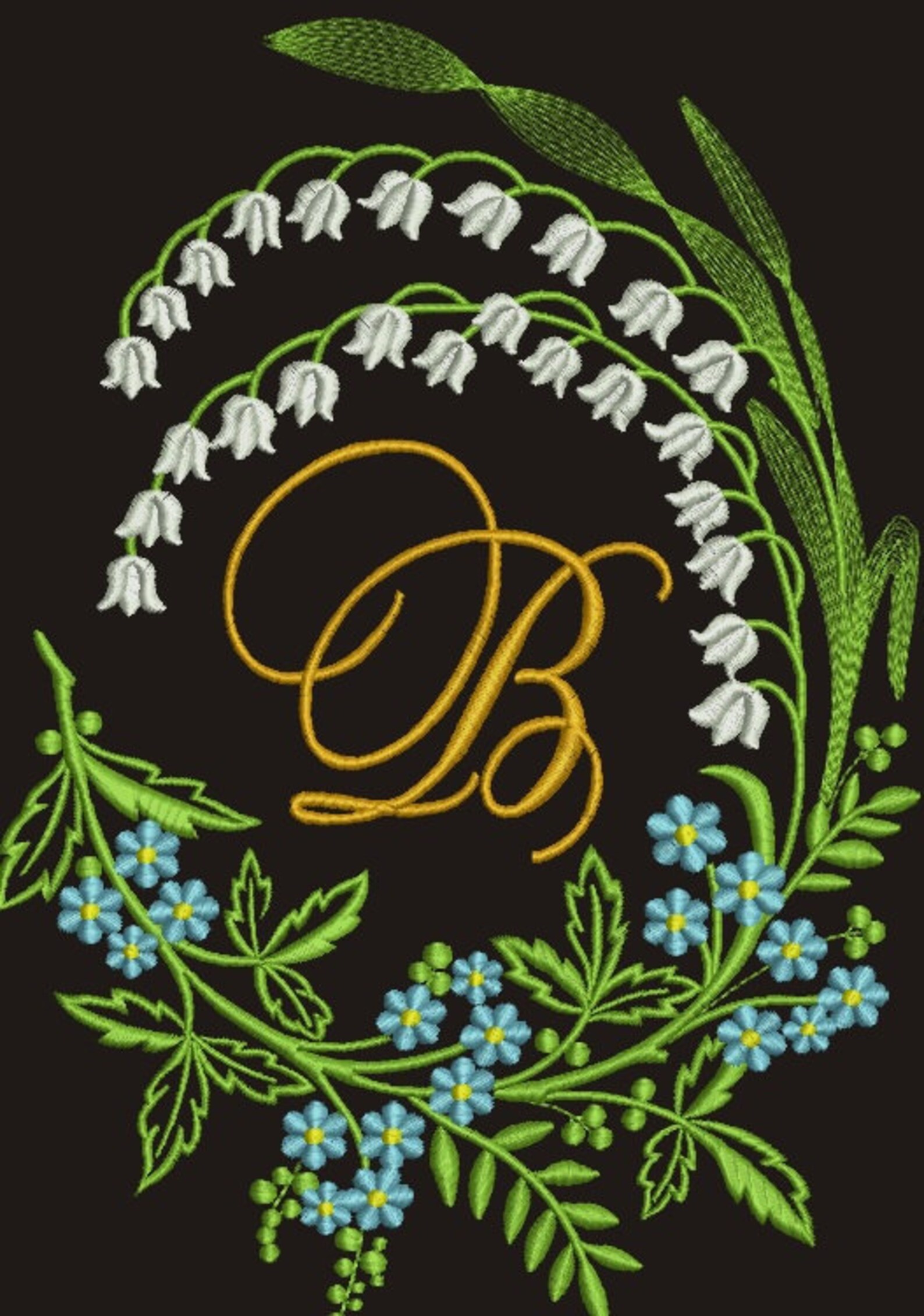 Lilies of the Valley and Forget-me-nots Frame for Monogram - Etsy