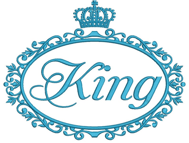 King Crown in an Oval Frame With a Floral Pattern Machine - Etsy