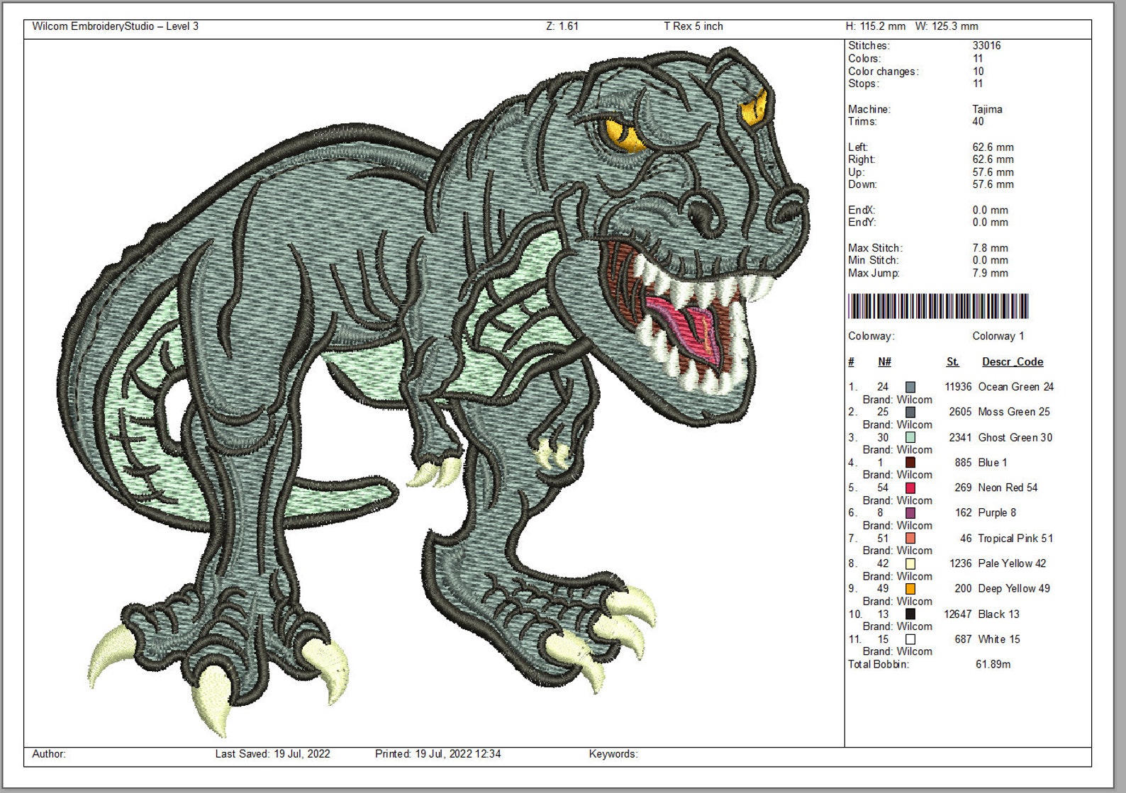 T Rex Dinosaur Tyrannosaurus Machine Embroidery Designs - Etsy