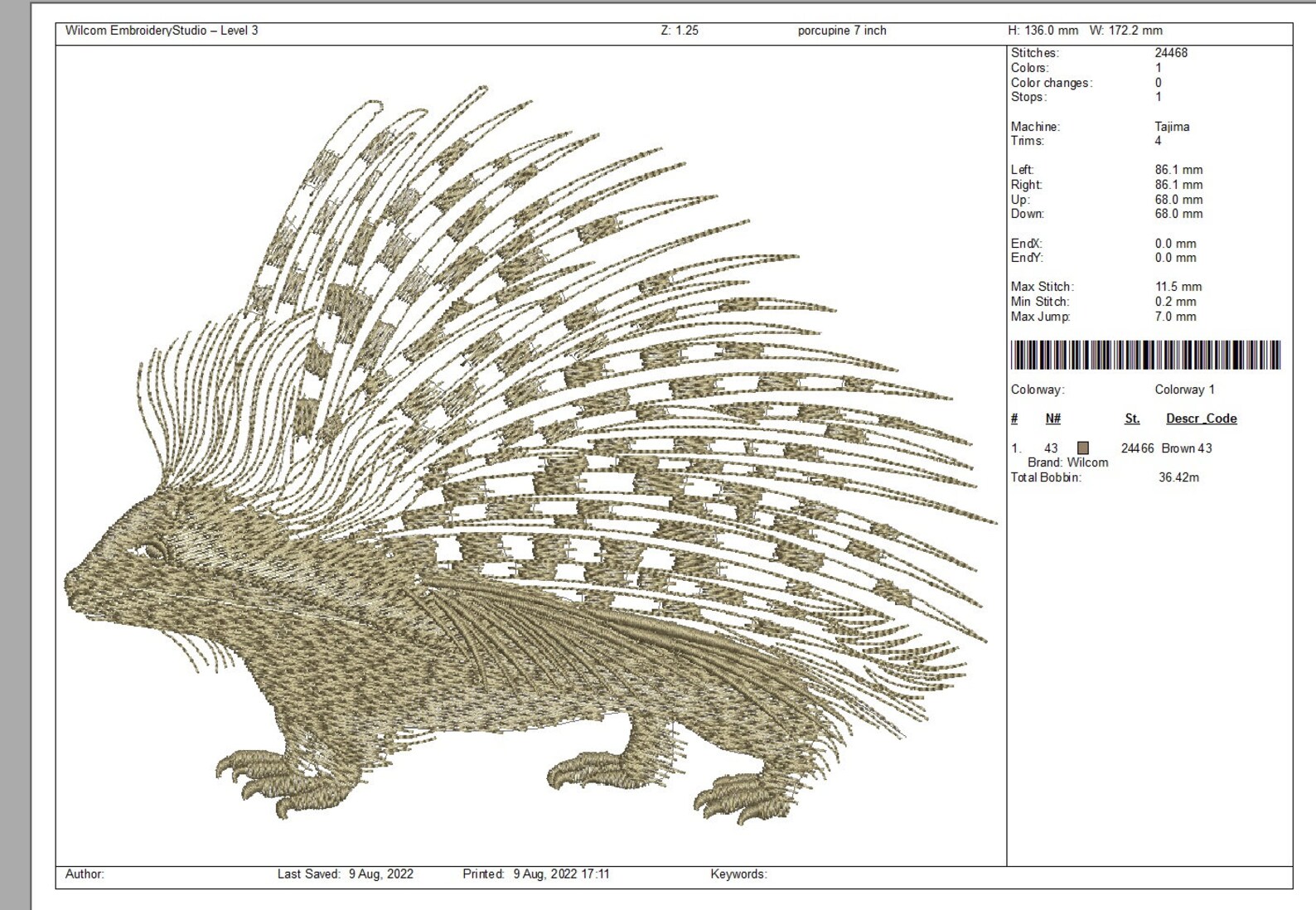Porcupine Machine Embroidery Designs INSTANT DOWNLOAD - Etsy