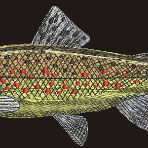 BROWN TROUT Fisherman Embroidery Design - Etsy
