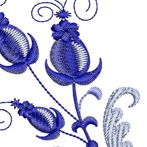 Floral Ornament in Blue Colors Machine Embroidery Design - Etsy