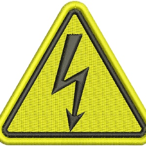 Electrician Sign Yellow Triangle and Lightning Machine Embroidery ...