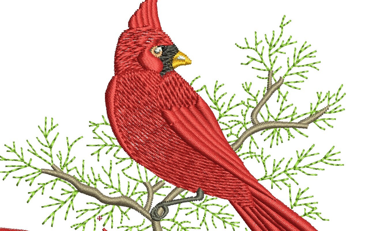 Red Cardinal Bird Machine Embroidery Design - Etsy