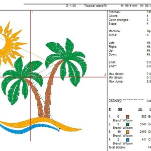 Tropical Island Embroidery Design Instantly Download - Etsy