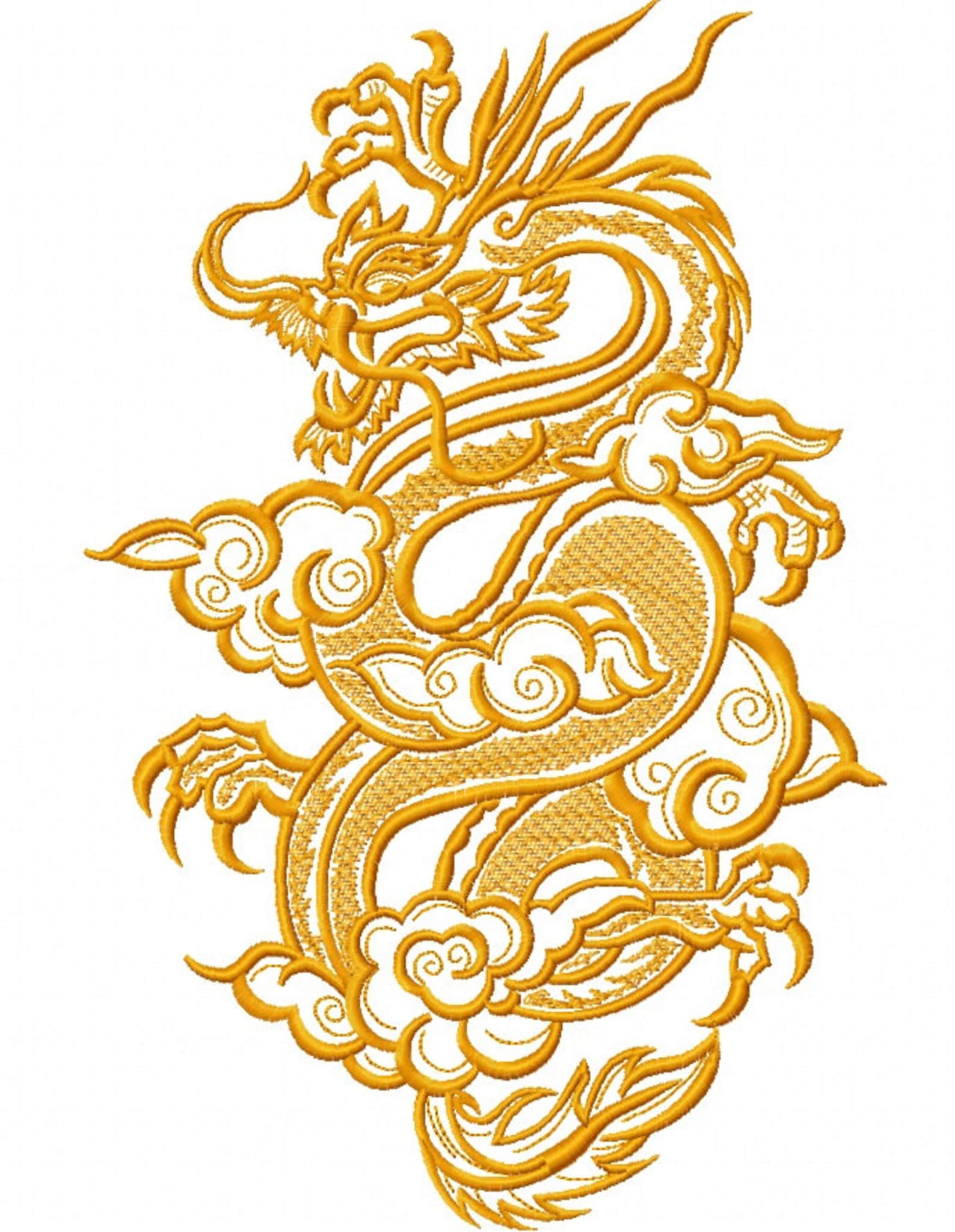 Gold Chinese Dragon Machine Embroidery Design - Etsy