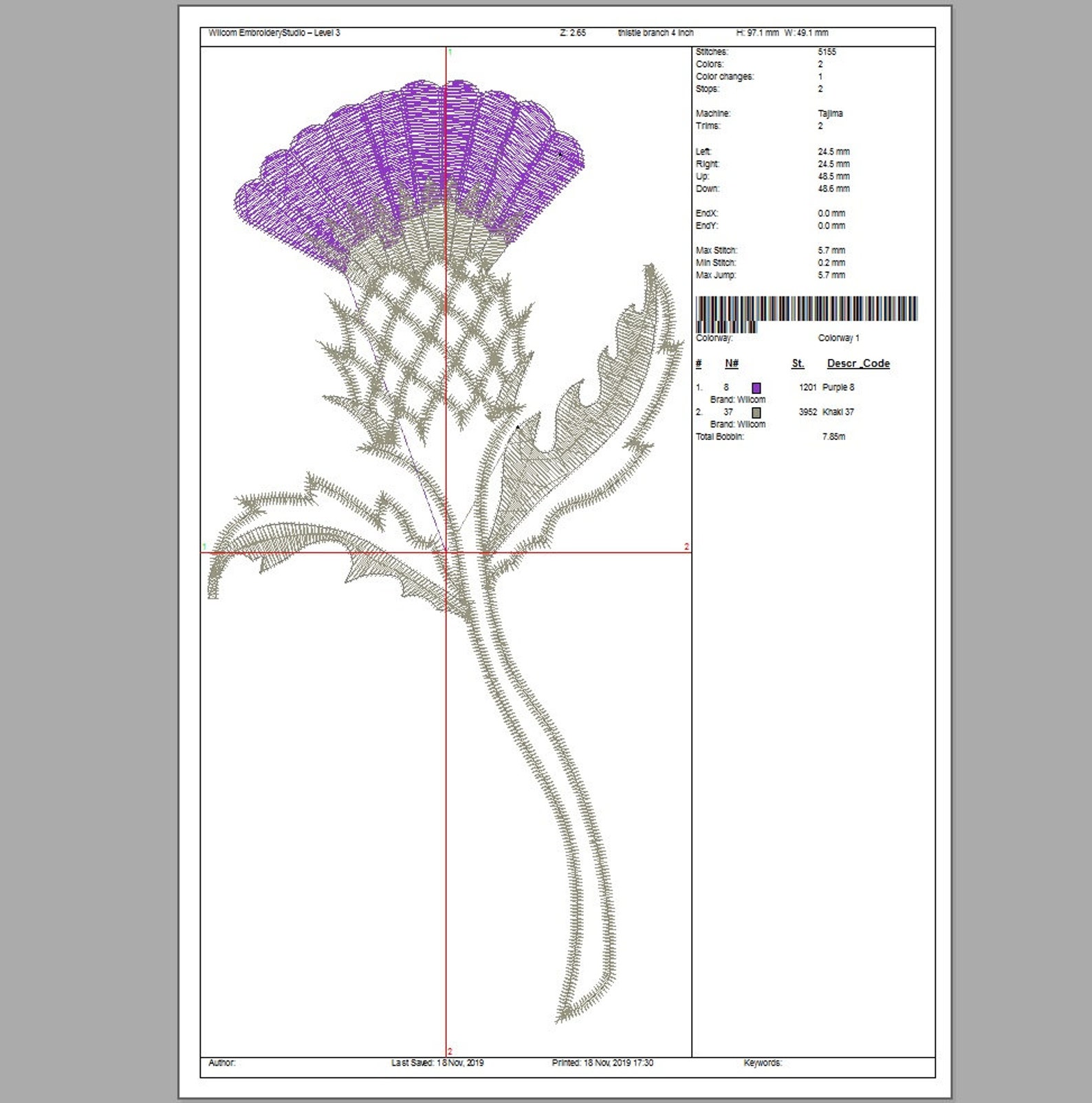 Thistle Branchembroidery Machine Embroidery Design - Etsy