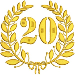Laurel Wreath 20 Anniversary Machine Embroidery Design 2 Sizes - Etsy