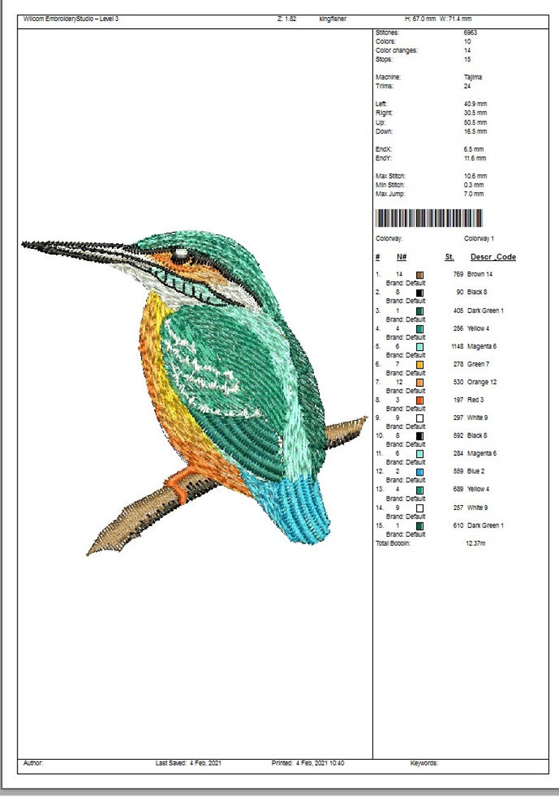 Kingfisher Machine Embroidery Design Tested - Etsy