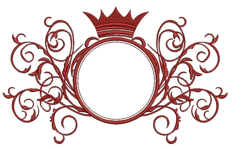 Crown Frame and Floral Ornament Machine Embroidery Designs - Etsy