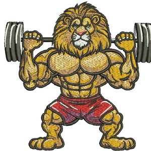 Lion Bodybuilder Lion With Big Arms Machine Embroidery Designs, INSTANT ...