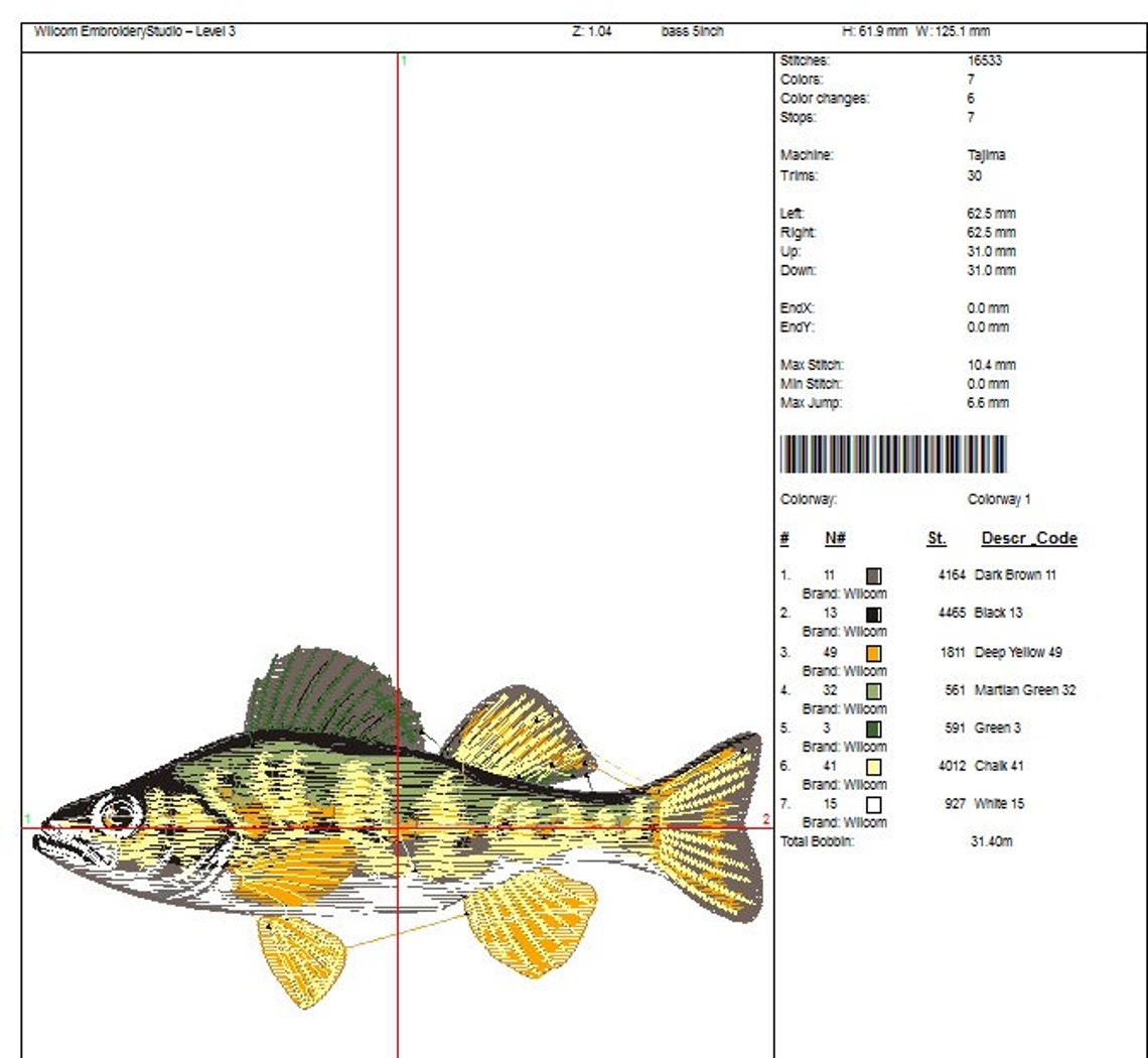 Perch / bass Machine Embroidery Design instant download | Etsy